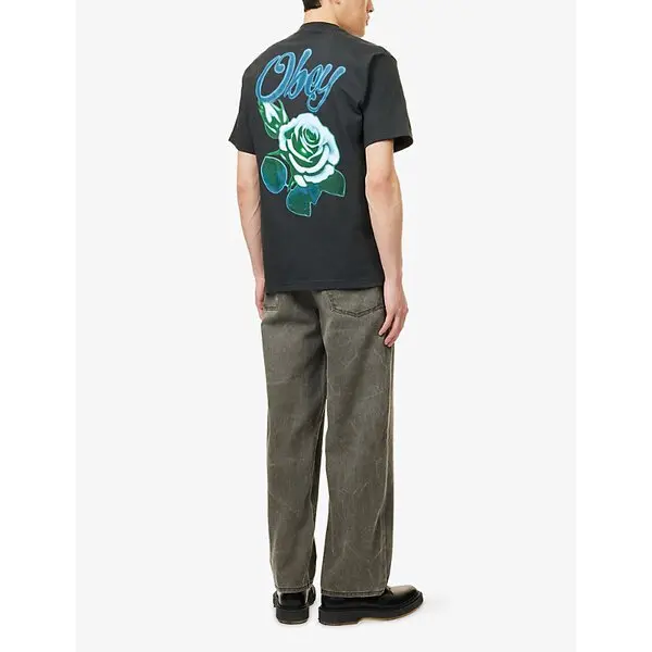 Obey Airbrushed Rose Graphic Cotton-jersey T-shirt