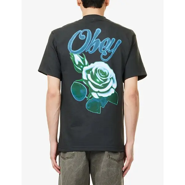 Obey Airbrushed Rose Graphic Cotton-jersey T-shirt