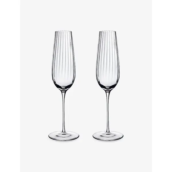 NUDE Round Up Set Of Two Sparkling Wine Glasses - Clear