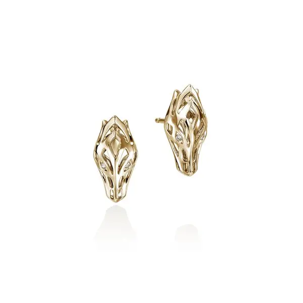 John Hardy Naga Stud Diamond Earrings - Gold