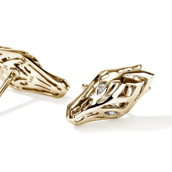 John Hardy Naga Stud Diamond Earrings - Gold