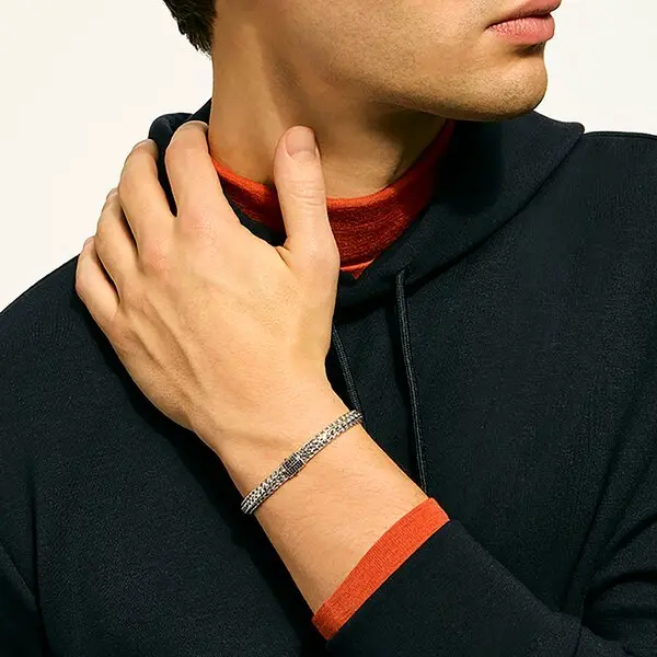 John Hardy Icon Chain Bracelet With Black Sapphire Clasp