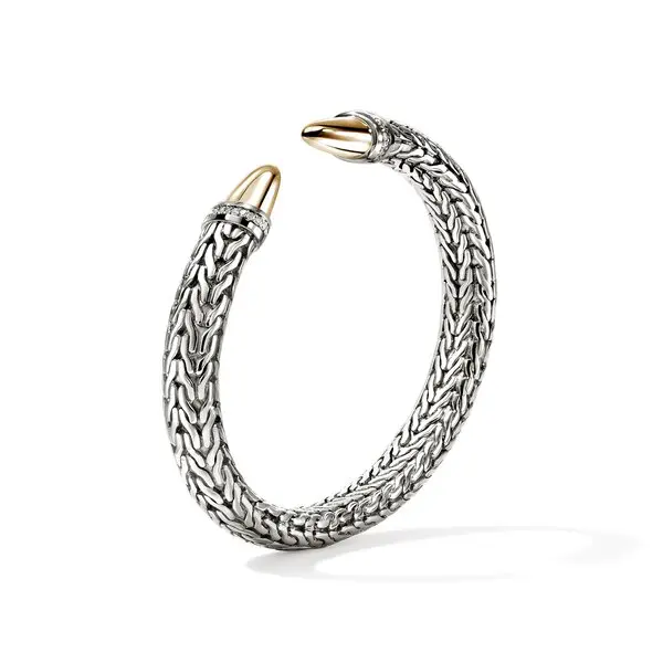 John Hardy Spear 5.0 Flex Cuff With Diamonds - Sterling Silver