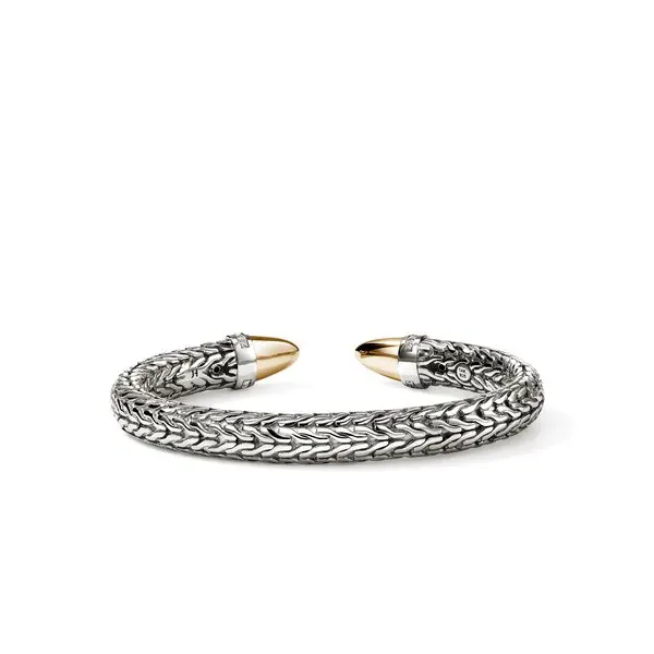 John Hardy Spear 5.0 Flex Cuff With Diamonds - Sterling Silver