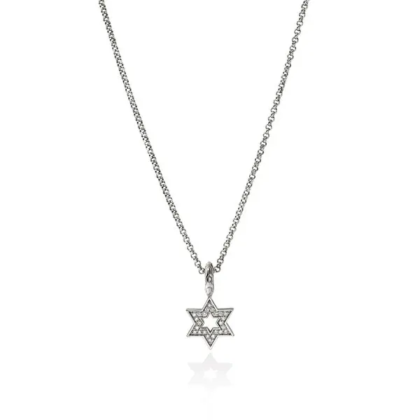 John Hardy Star Of David Diamond Necklace - Sterling Silver