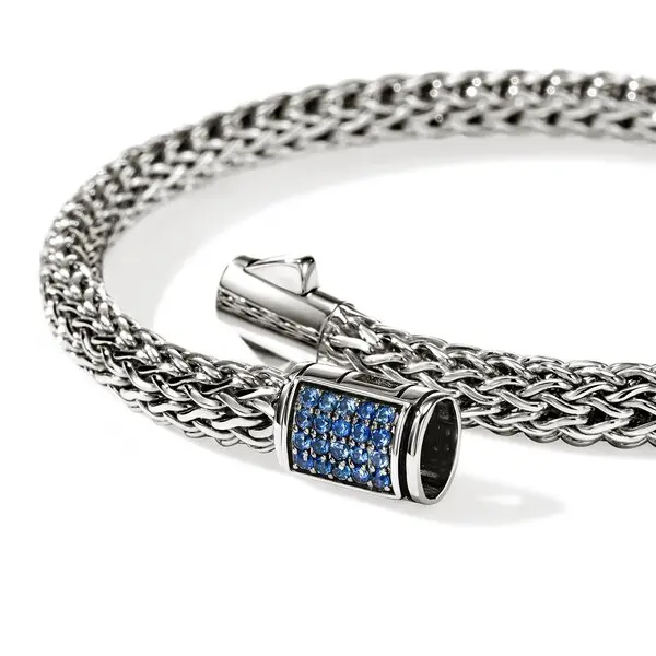 John Hardy Icon Chain Bracelet With Sapphire Clasp - Sterling Silver