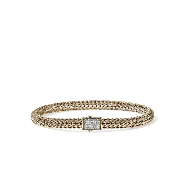 John Hardy Icon Chain Bracelet With Diamond Clasp - Gold