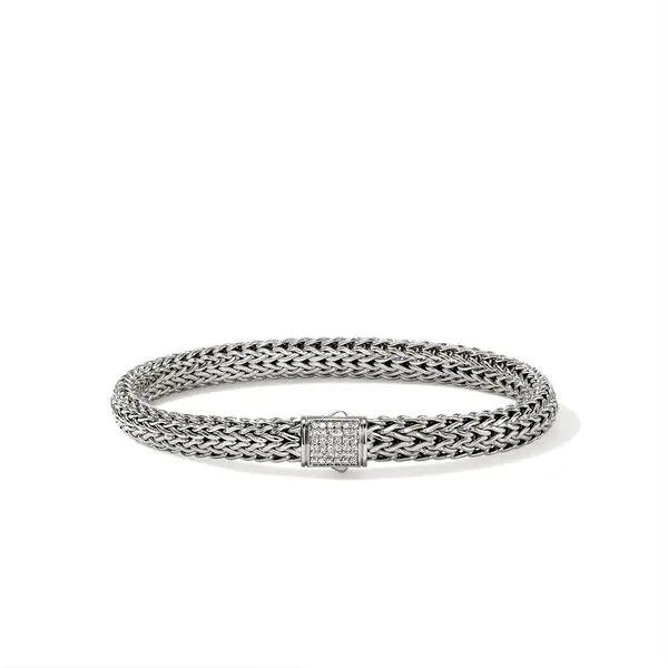 John Hardy Icon Chain Bracelet With Diamond Clasp - Sterling Silver