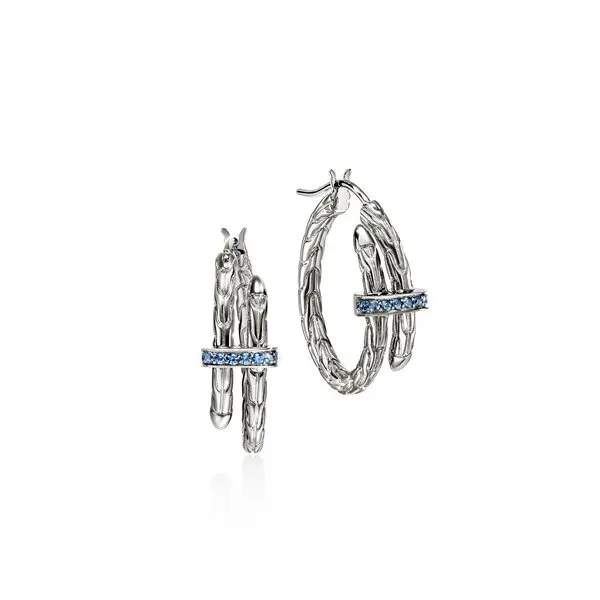 John Hardy Spear Hoop Earrings With Blue Sapphires, 22.5mm - Sterling Silver