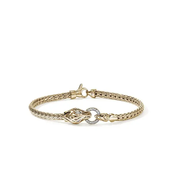 John Hardy Naga Chain Bracelet With Diamonds - Gold
