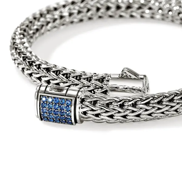 John Hardy Icon Chain Bracelet With Black Sapphire Clasp - Sterling Silver