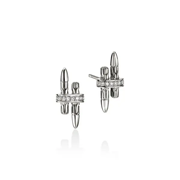 John Hardy Spear Stud Diamond Earrings - Sterling Silver