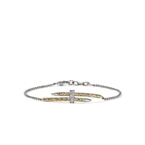 John Hardy Spear Station Gold And Diamond Bracelet - Sterling Silver