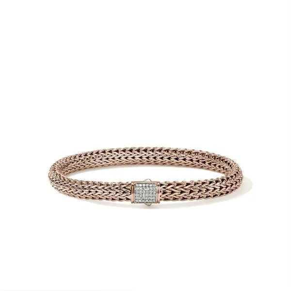 John Hardy Icon 6.5mm Rose Diamond Clasp Bracelet - Gold