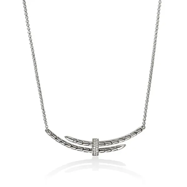 John Hardy Spear Station Diamond Necklace - Sterling Silver