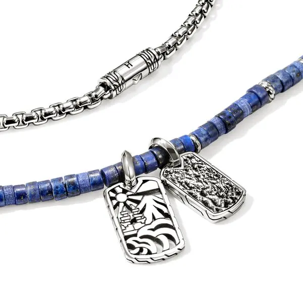 John Hardy Necklace With Lapis Lazuli And Tag Pendants