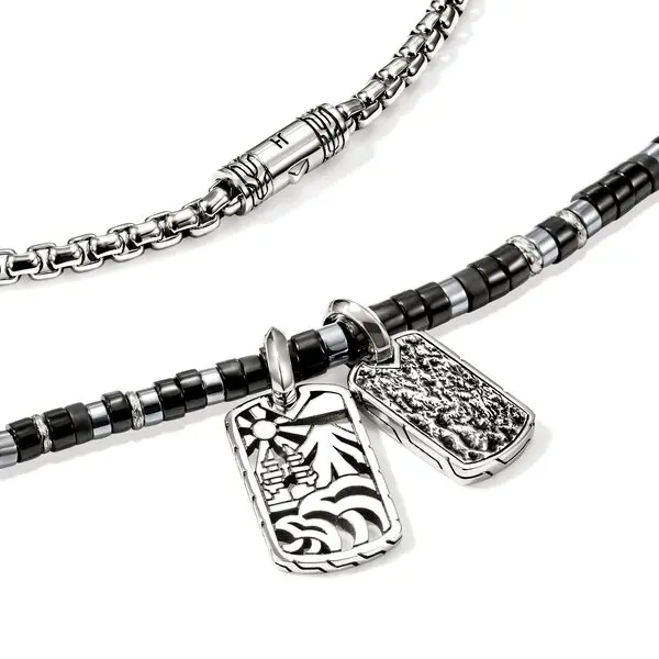 John Hardy Necklace With Lapis Lazuli And Tag Pendants