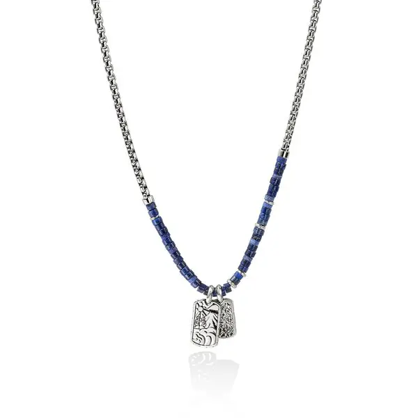 John Hardy Heishi Tag Necklace Hardstones - Sterling Silver