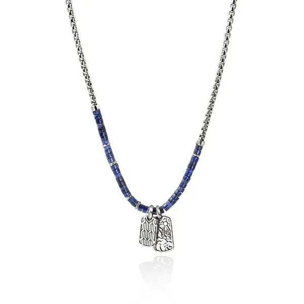 John Hardy Heishi Tag Necklace Hardstones