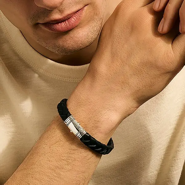 John Hardy Leather Braided Bracelet - Sterling Silver