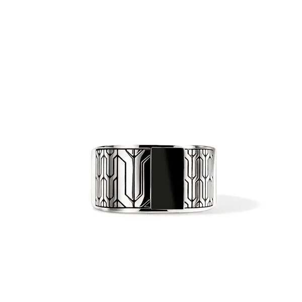 John Hardy Icon 50 Ring With Black Onyx - Sterling Silver