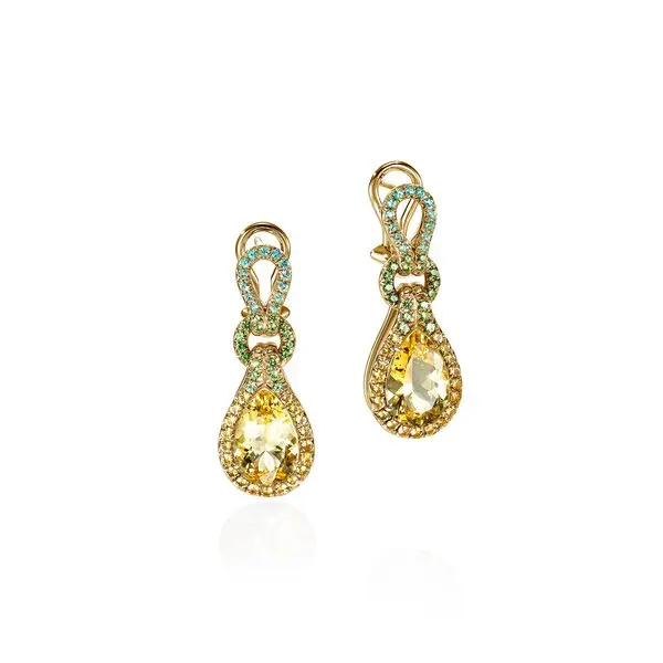 John Hardy Artisan Series Surf Drop Earrings - Yellow Beryl