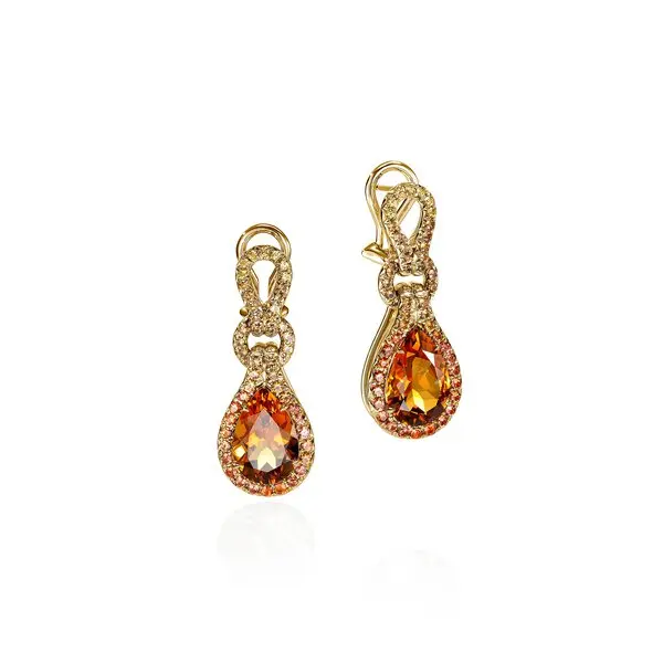John Hardy Artisan Series Surf Drop Earrings - Madeira Citrine