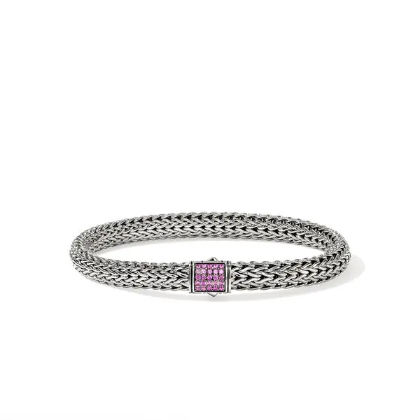 John Hardy Icon Chain Bracelet With Pink Sapphire - Sterling Silver