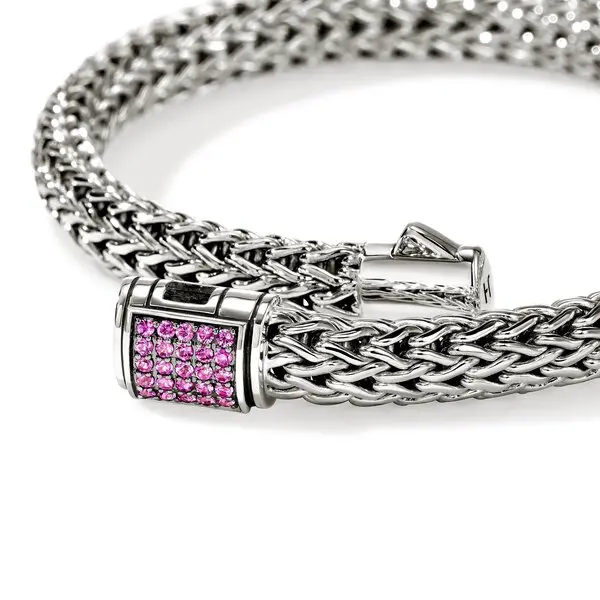 John Hardy Icon Chain Bracelet With Pink Sapphire - Sterling Silver