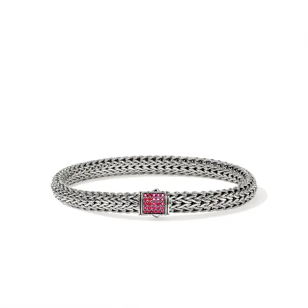 John Hardy Icon Chain Bracelet With Ruby Clasp - Sterling Silver