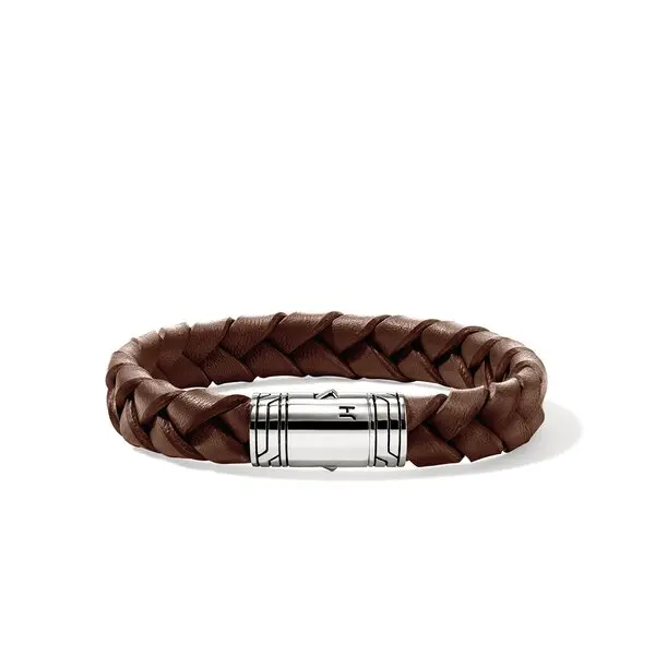 John Hardy Braided Leather Bracelet - Sterling Silver