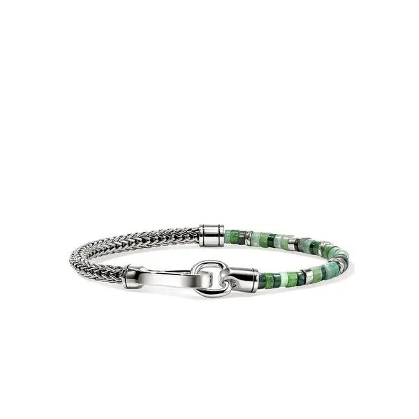 John Hardy Heishi Chain Bracelet With Hardstones And Emeralds - Sterling Silver