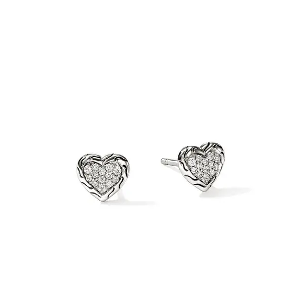 John Hardy Essential Heart Stud Earrings - Sterling Silver