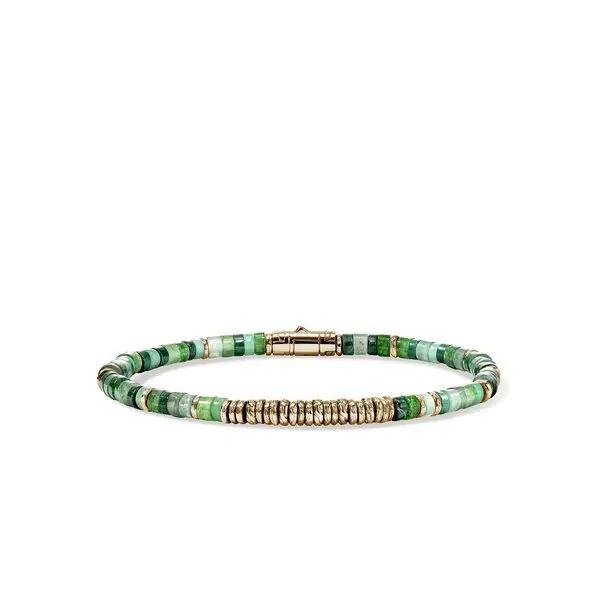 John Hardy Heishi Hardstone And Emerald Bracelet - Gold