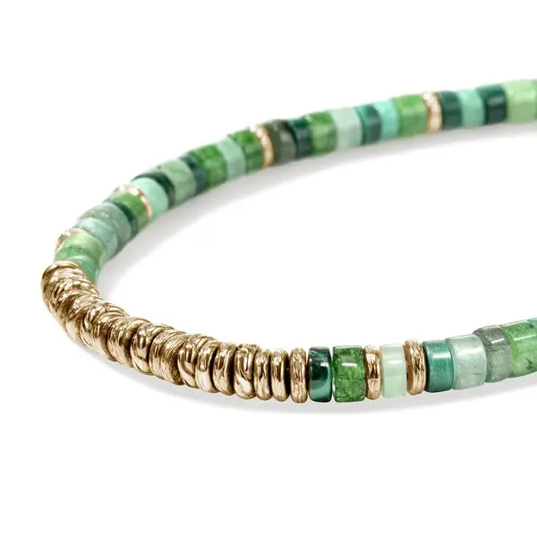 John Hardy Heishi Beaded Bracelet With Emeralds And Accents - Gold
