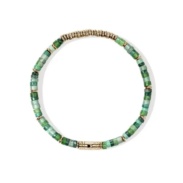 John Hardy Heishi Beaded Bracelet With Emeralds And Accents - Gold