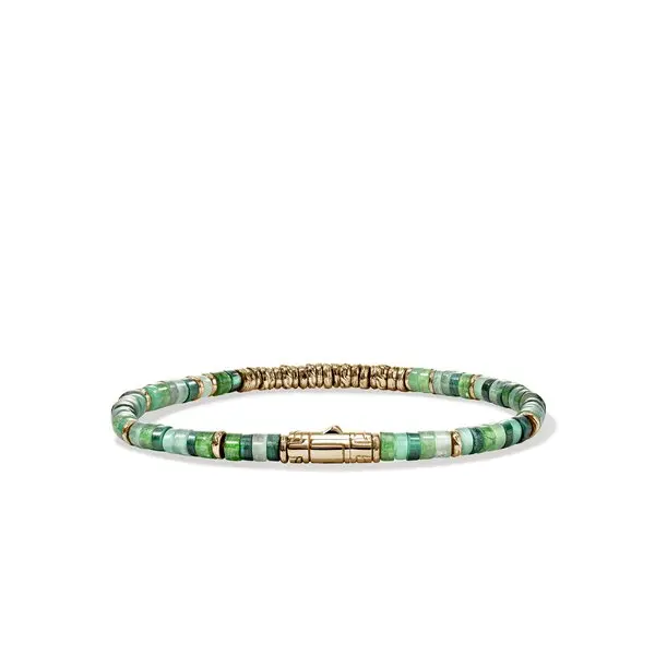 John Hardy Heishi Beaded Bracelet With Emeralds And Accents - Gold