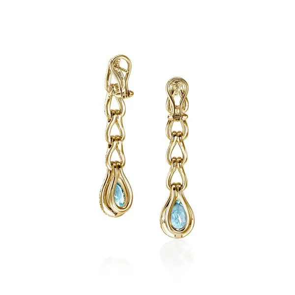 John Hardy Artisan Series Surf Drop Earrings - Blue Apatite