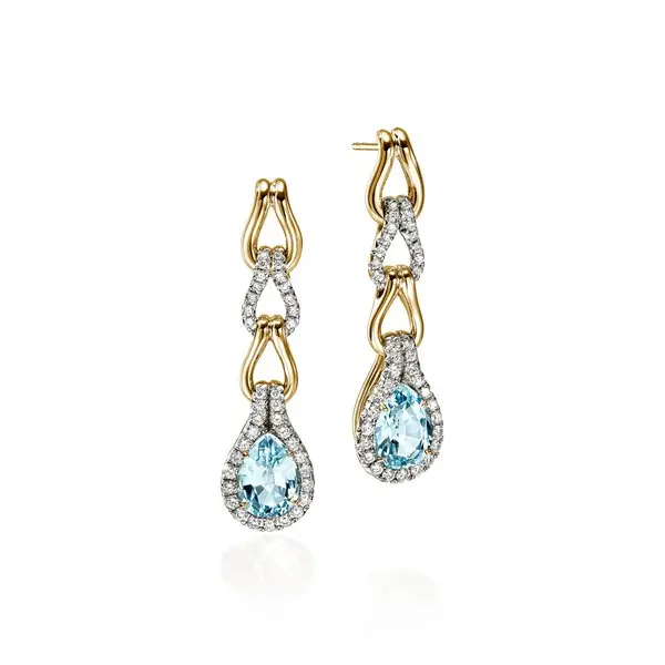 John Hardy Artisan Series Surf Drop Earrings - White Diamond