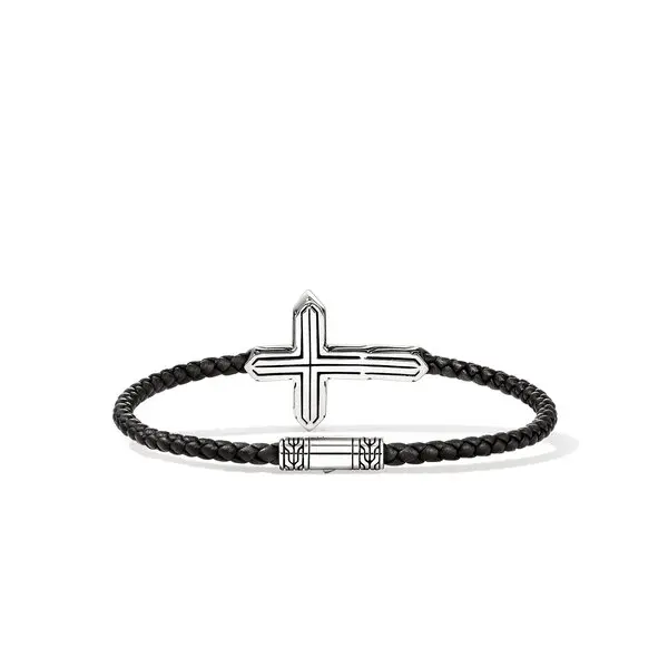 John Hardy Icon 50 Braided Leather Bracelet - Sterling Silver