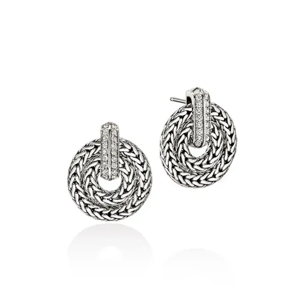 John Hardy Icon Link Diamond Earrings - Sterling Silver