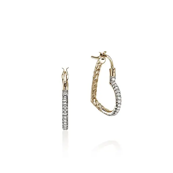 John Hardy Essential Heart 21mm Hoop Earrings With Diamonds - Gold