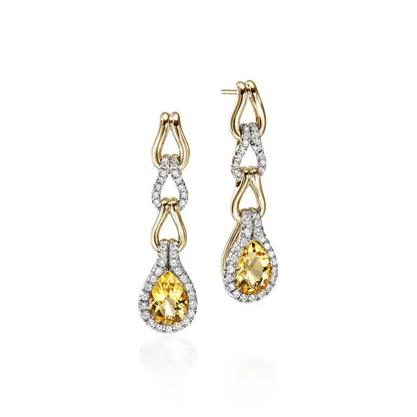 John Hardy Artisan Series Surf Drop Earrings - Yellow Beryl