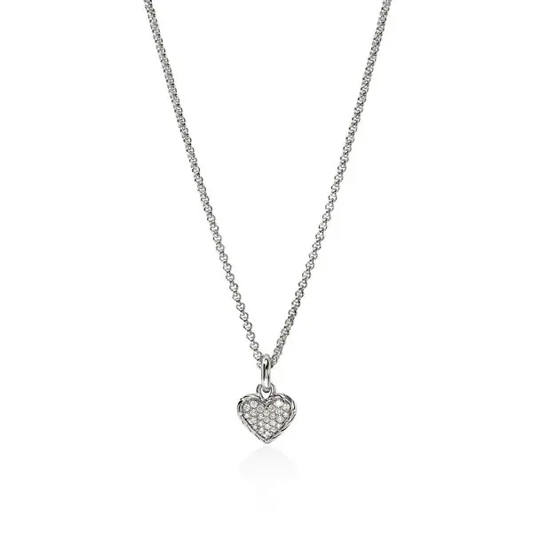 John Hardy Essential Heart Pave Diamond Pendant Necklace - Sterling Silver