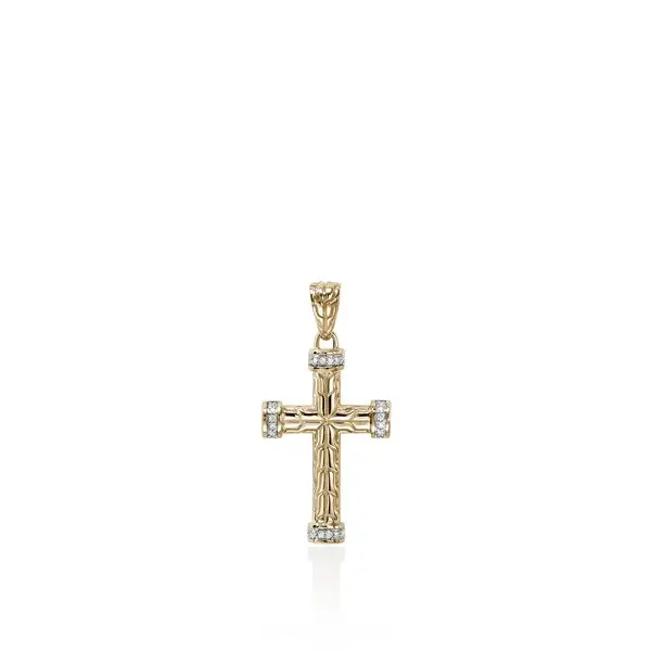 John Hardy Cross Pendant With Diamonds - Gold