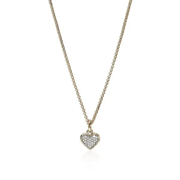 John Hardy Essential Heart Pendant Necklace, Diamonds, 1.5mm - Gold