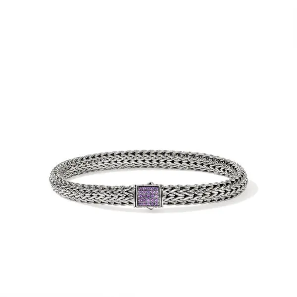 John Hardy Icon Chain Bracelet With Amethyst Clasp - Sterling Silver