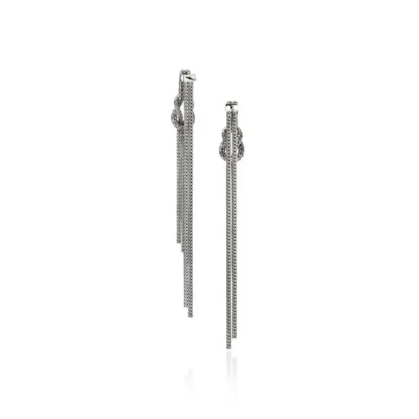 John Hardy Love Knot Diamond Drop Earrings - Sterling Silver