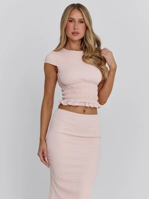 OUTCAST Shirred Cropped Top