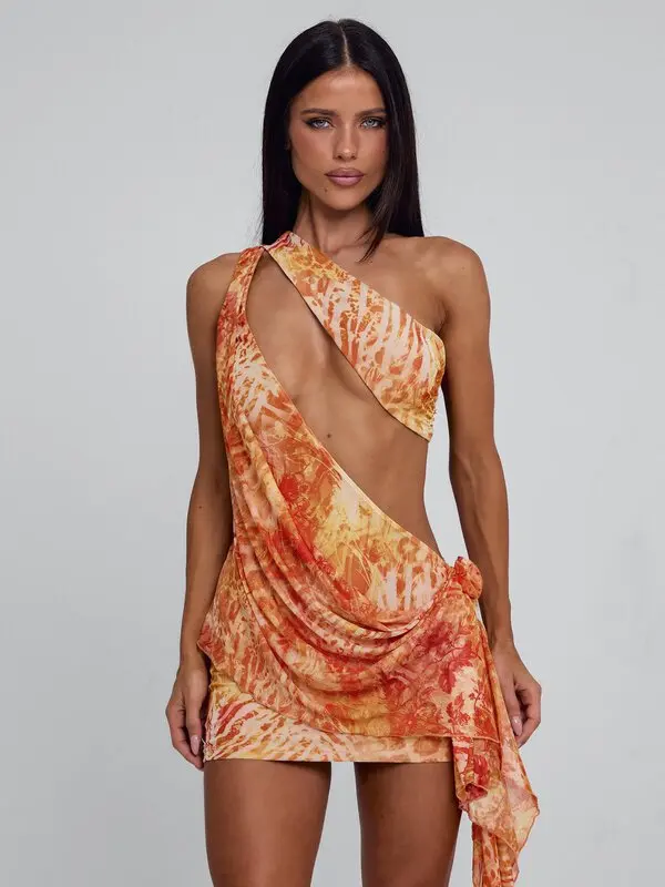 OUTCAST Miana Mini Dress Calile - Orange/print